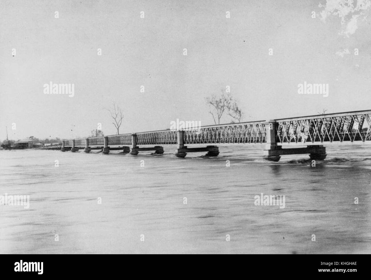 An image from 1893 showing floodwaters just beneath a bridge in ...