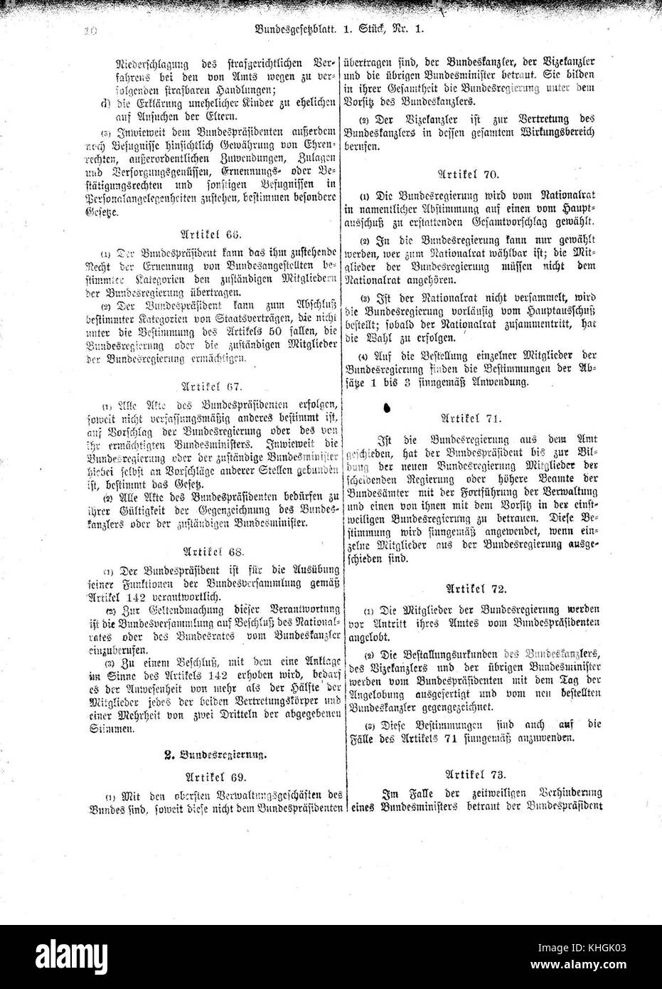 Bundesgesetzblatt (Austria) 1920 0010 Stock Photo - Alamy