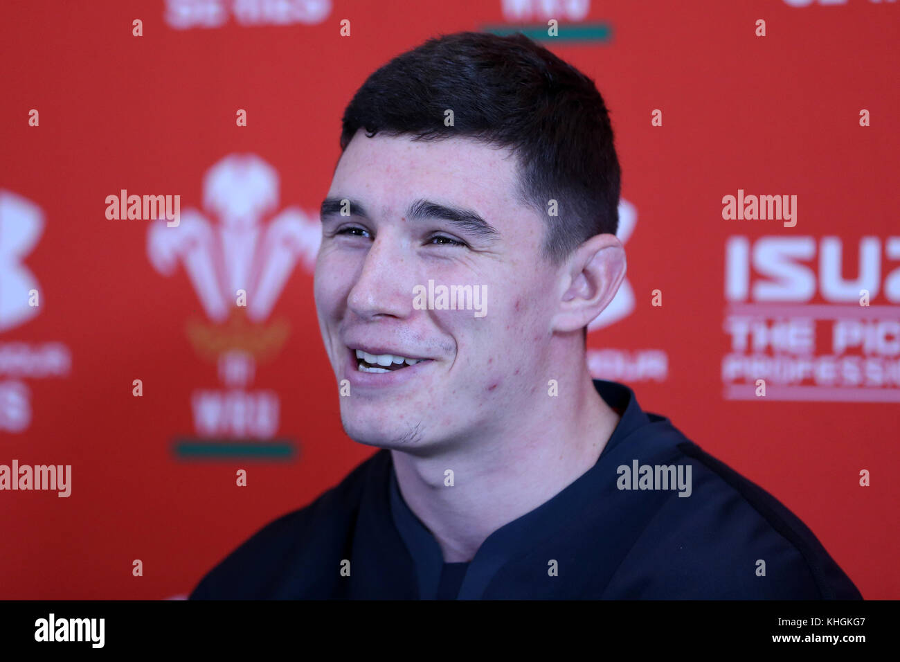 Hensol, Wales. 16th Nov, 2017. Seb Davies, the Wales rugby player talks ...