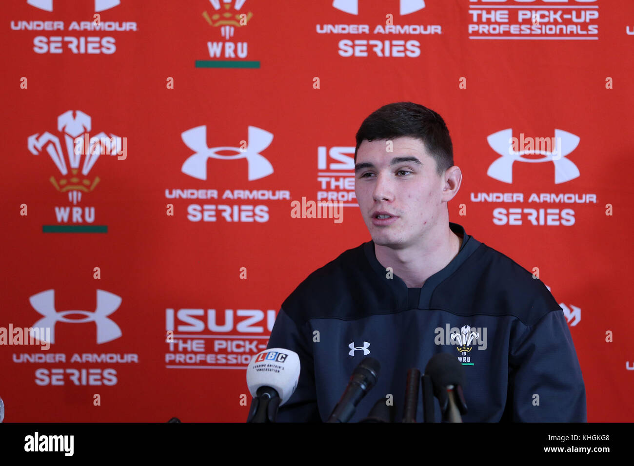 Hensol, Wales. 16th Nov, 2017. Seb Davies, the Wales rugby player talks ...