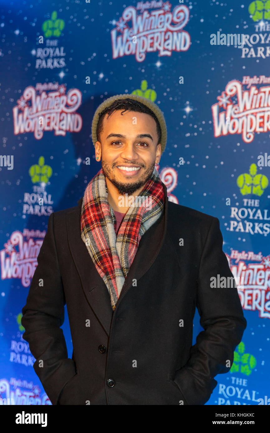 Hyde Park, London, 16th Nov 2017. Aston Merrigold, singer and former ...