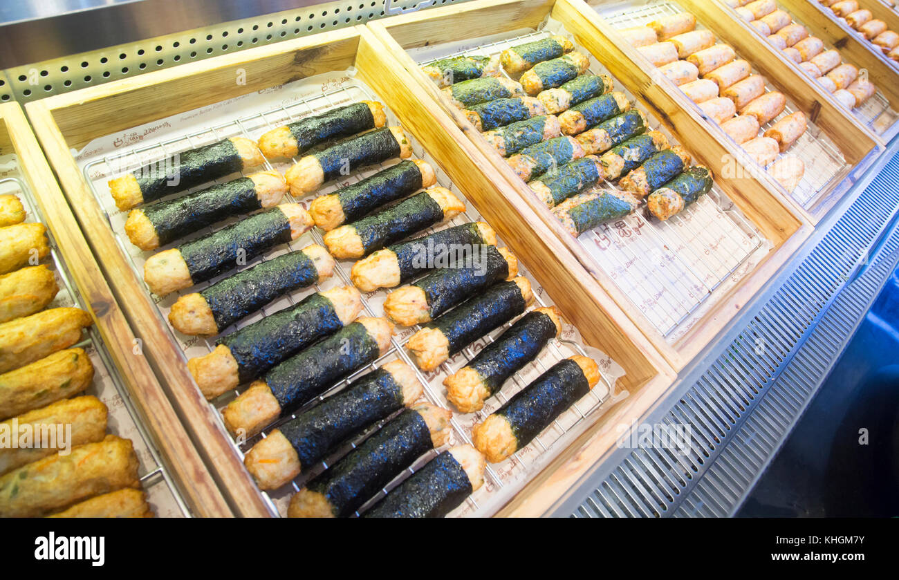 Goraesa Fish Cakes, Nov 16, 2017 : Fish cakes are displayed at the head ...