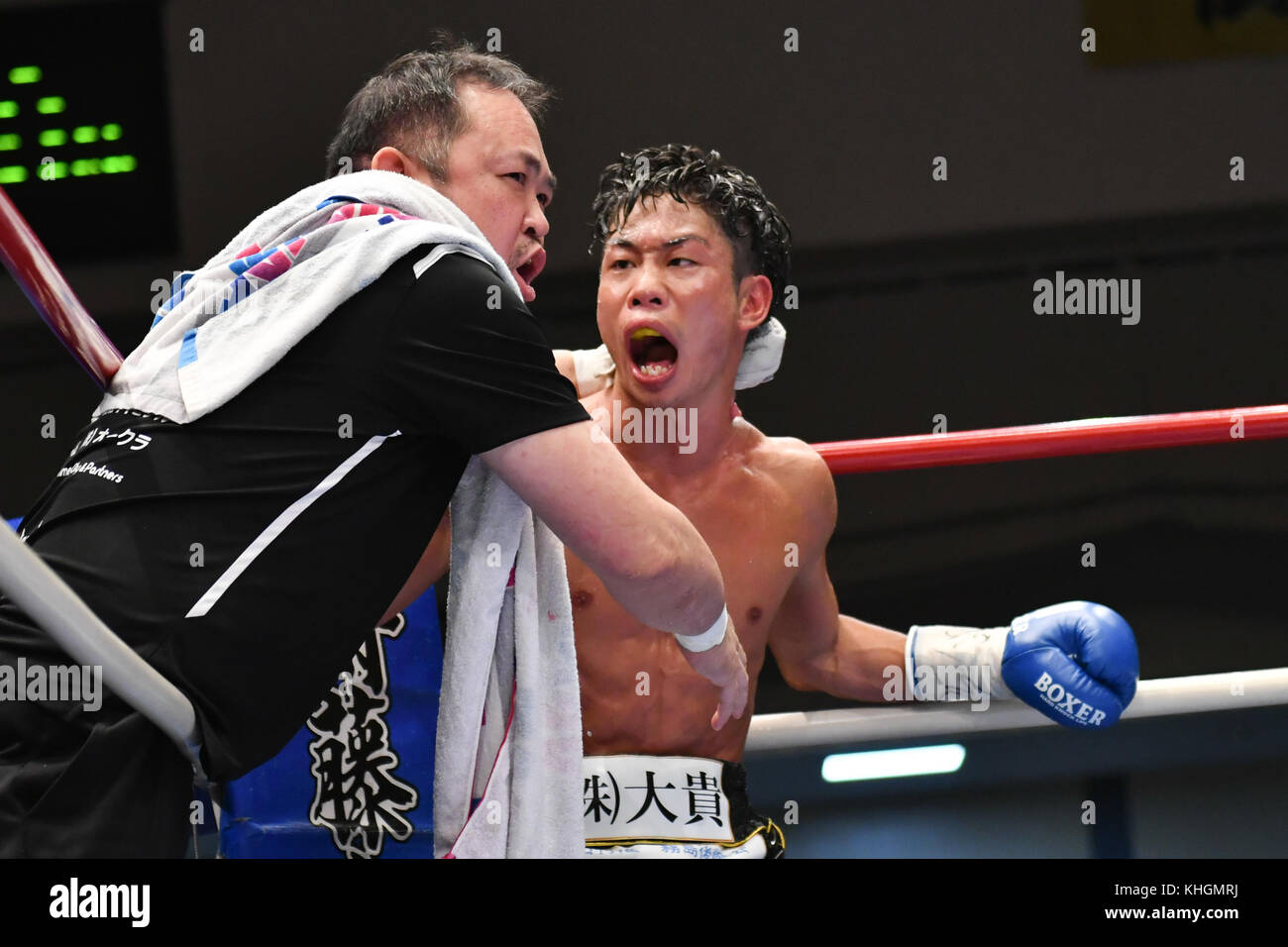 Tokyo, Japan. 11th Nov, 2017. (L-R) Takashi Inoue, Masataka Taniguchi ...