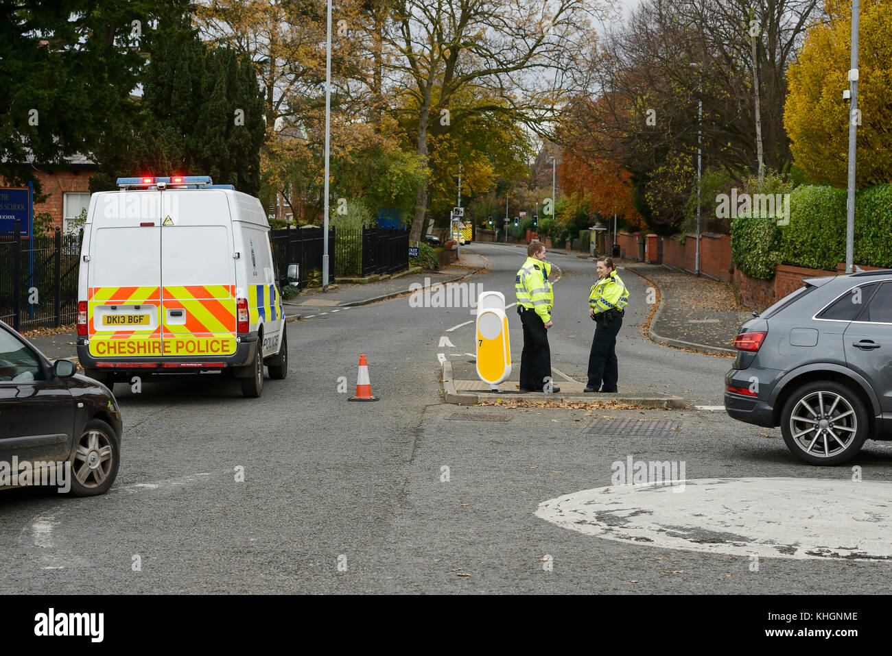Chester, UK 17th November 2017. Police and fire engines in attendance ...