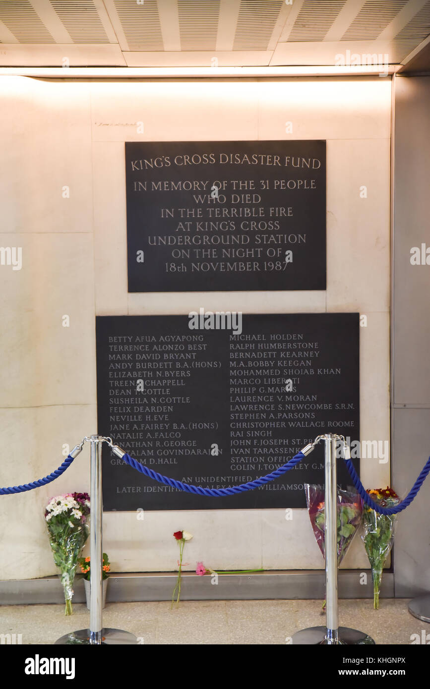 Kings Cross, London, UK. 17th November. 18th November 1987 marks the ...