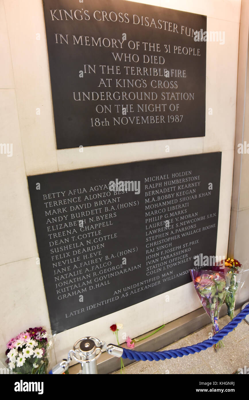 Kings Cross, London, UK. 17th November. 18th November 1987 marks the ...
