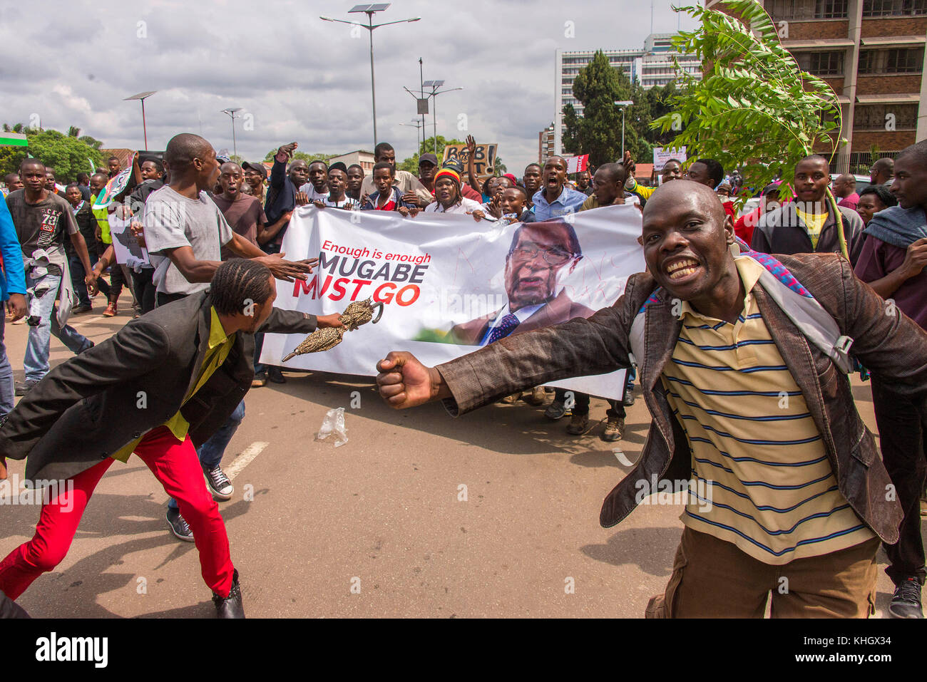 Zimbabwe demonstration military coup protest marching anti mugab hi-res ...