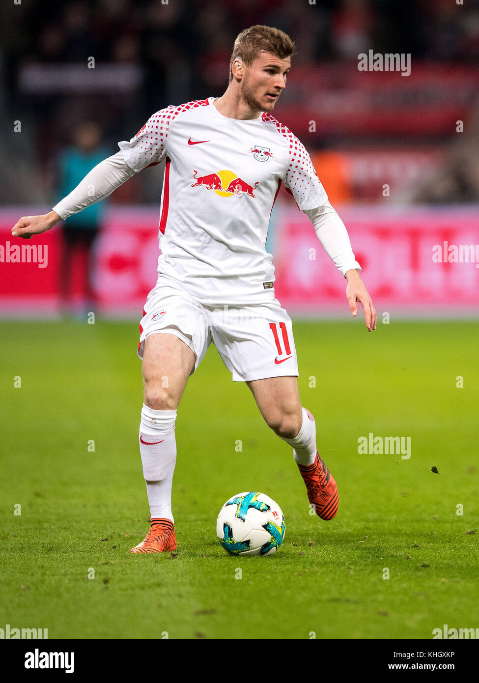 Leverkusen, Germany. 18th Nov, 2017. Leipzig's Timo Werner in action during the German ...