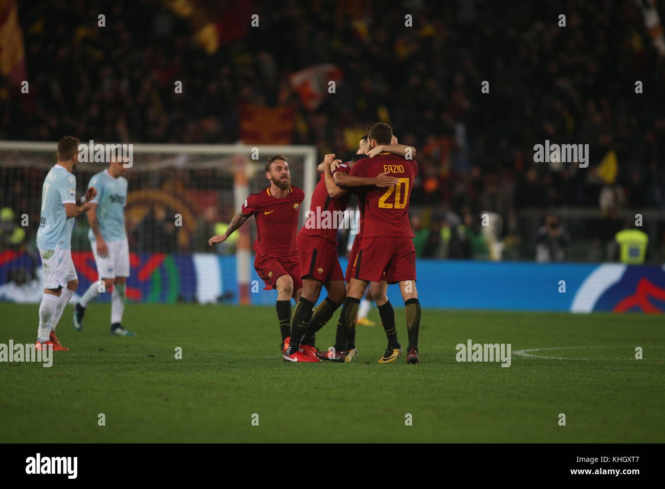 Rome, Italy - November 18, 2017: As Roma players celebrates victory at ...