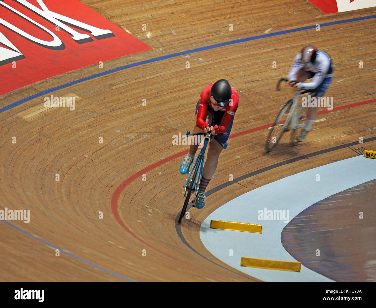 Action in the women's track pursuit heats at the British Universities ...