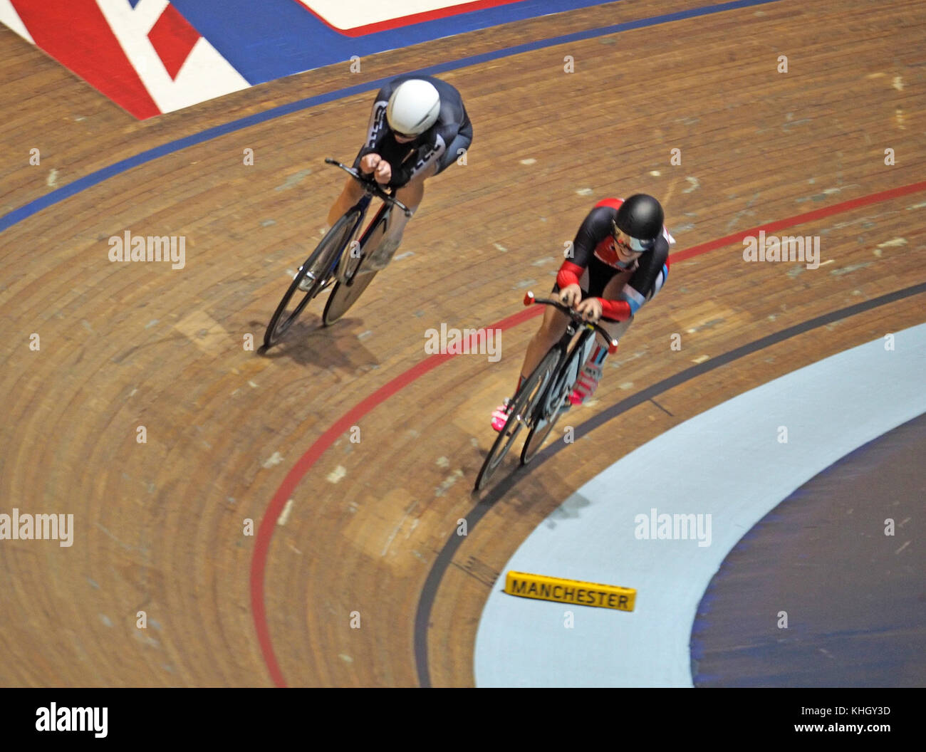 Action in the women's track pursuit heats at the British Universities ...