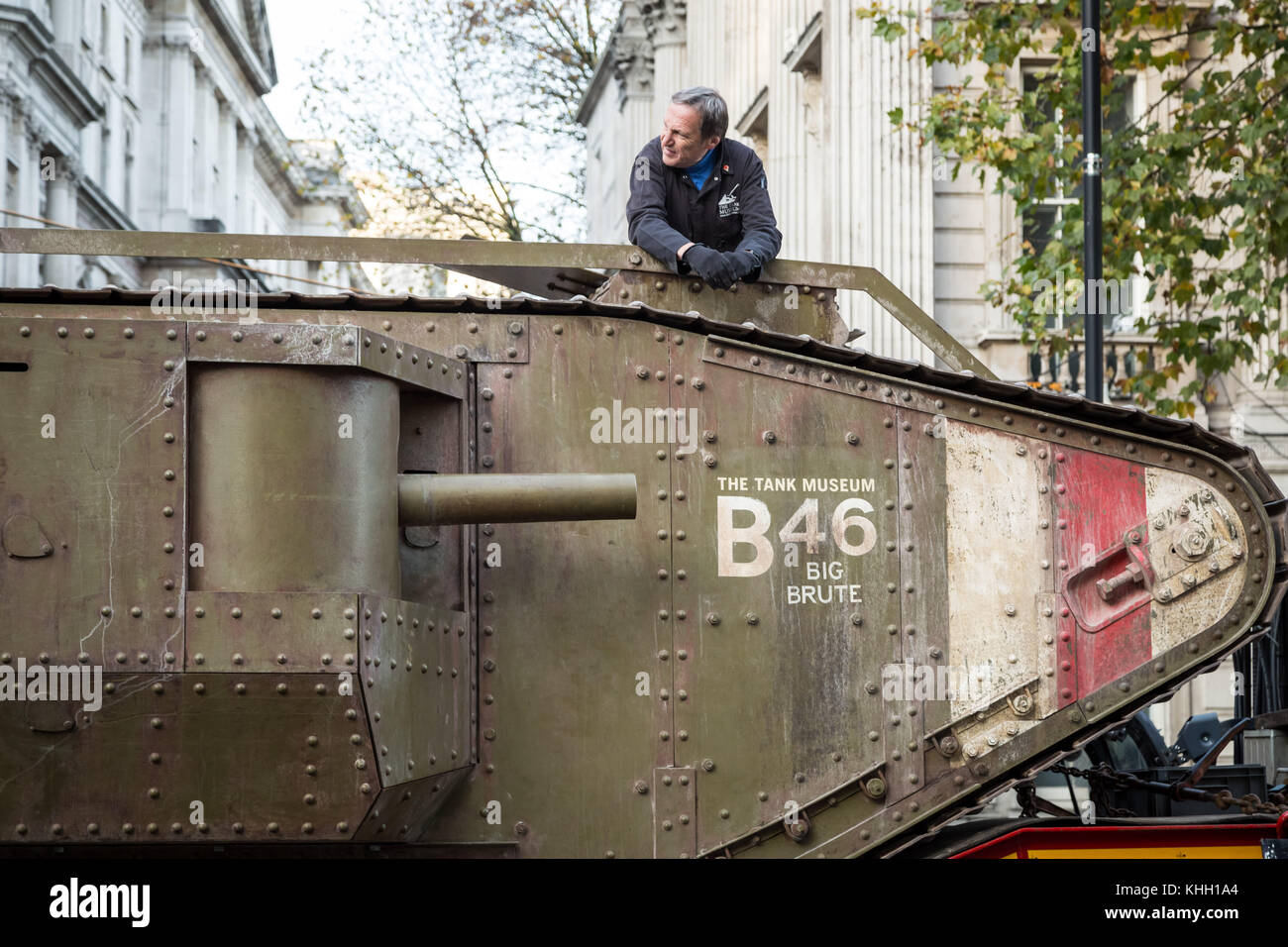 London, UK. 19th Nov, 2017. A replica First World War Mark IV tank used ...