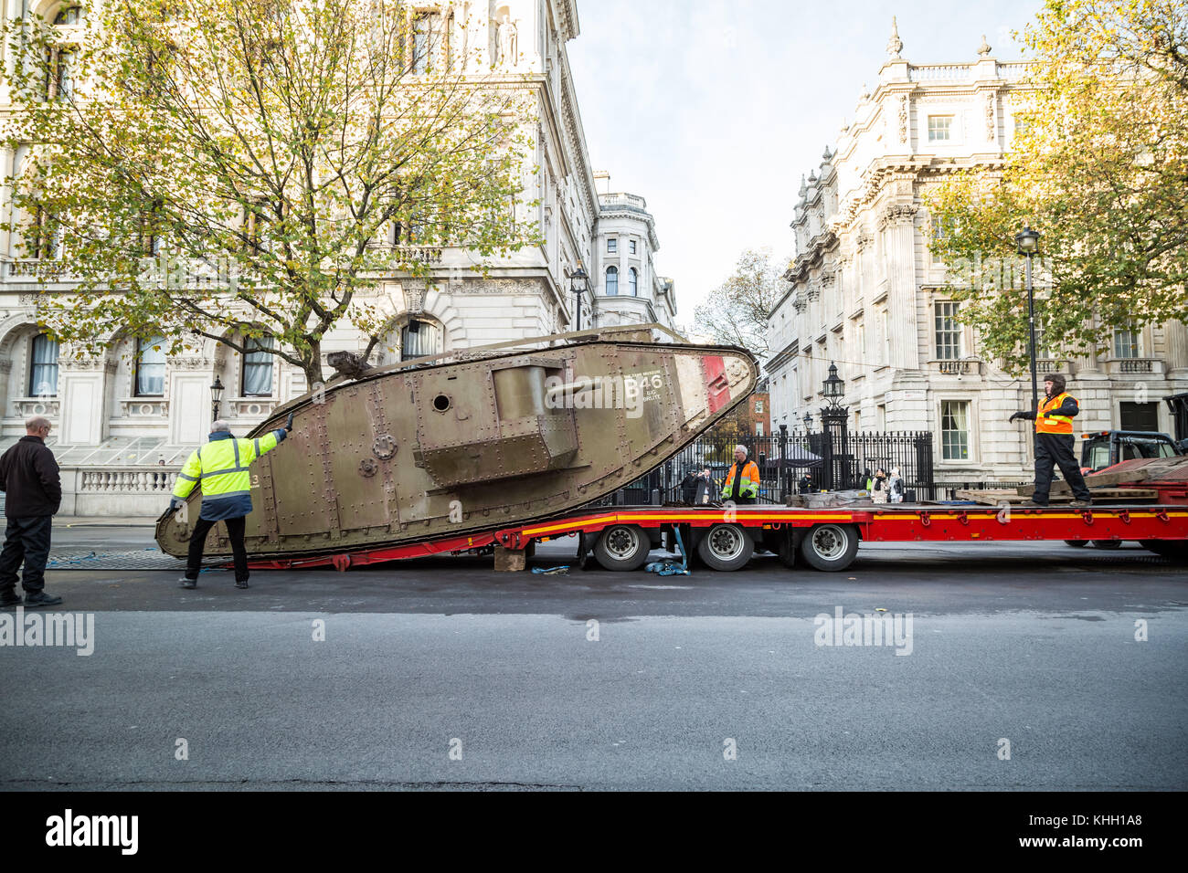 London, UK. 19th Nov, 2017. A replica First World War Mark IV tank used ...