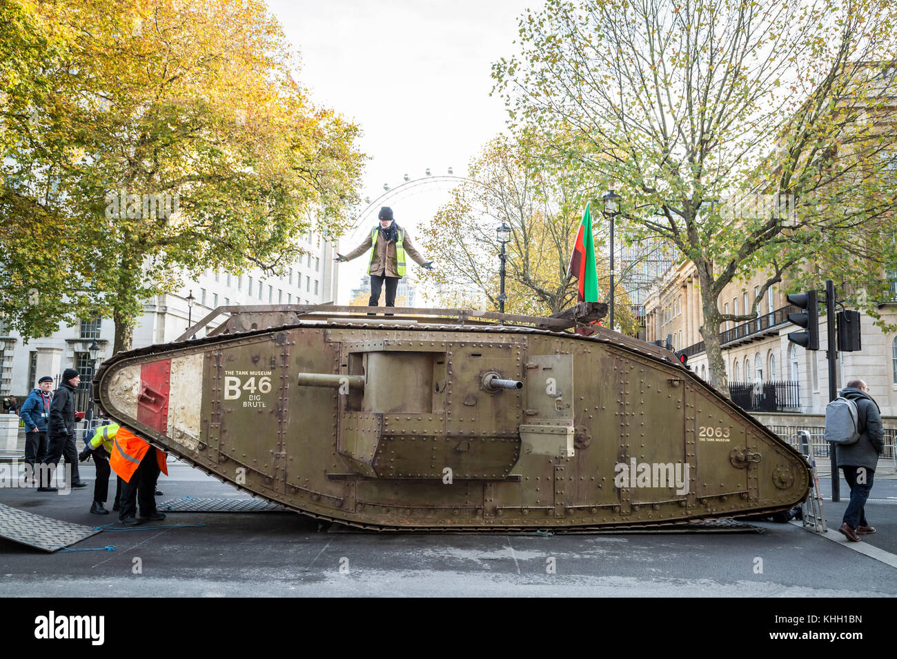 London, UK. 19th Nov, 2017. A replica First World War Mark IV tank used ...