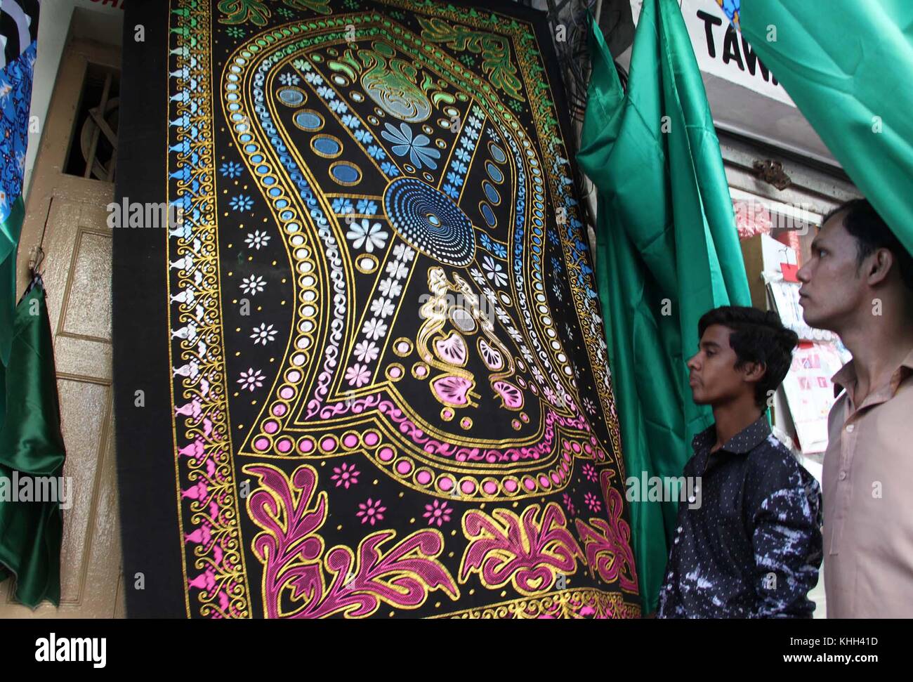 Flags, buntings and decoration items are being selling in connection of ...