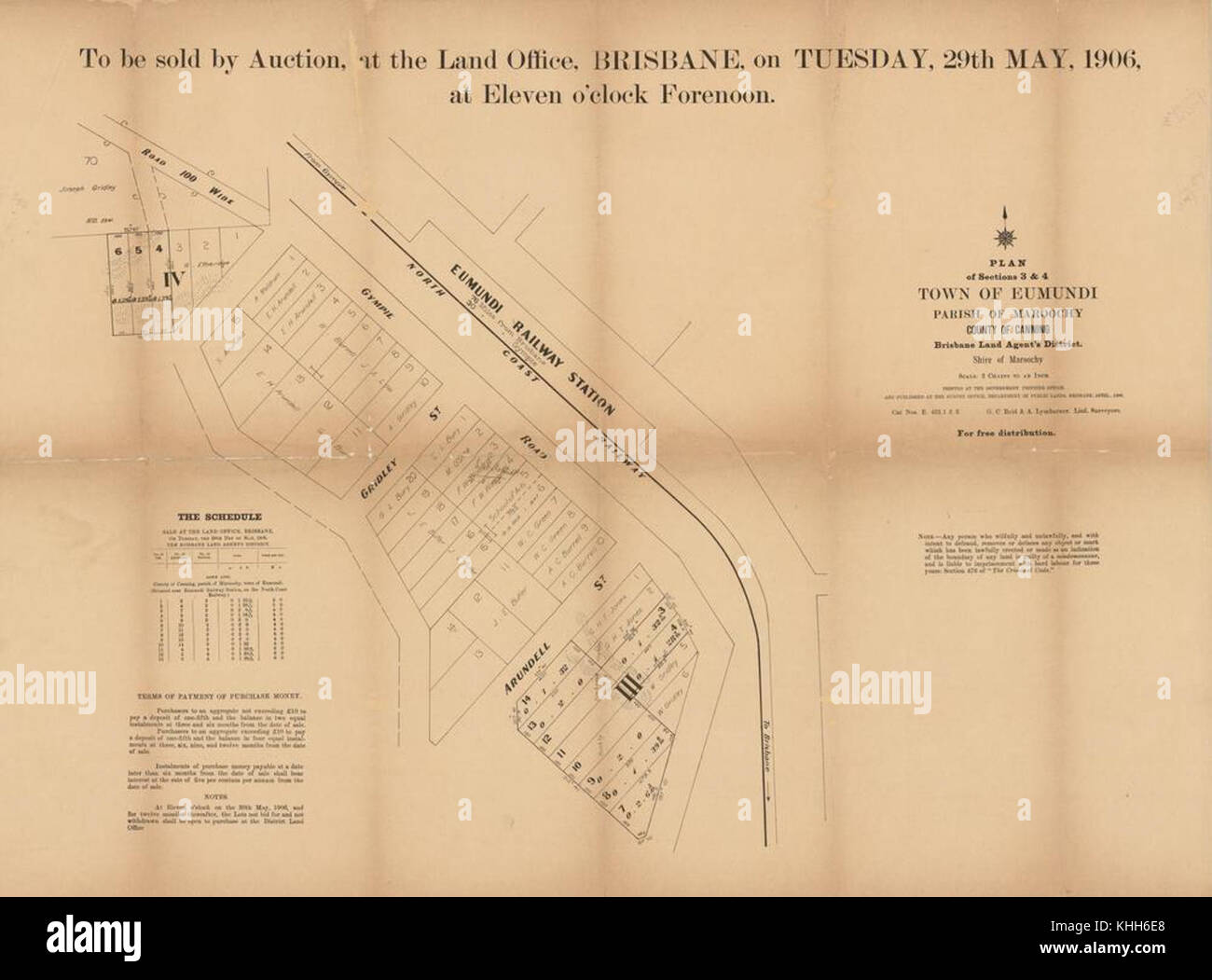 2 262868 Estate map of the town of Eumundi, Queensland, 1906 Stock ...