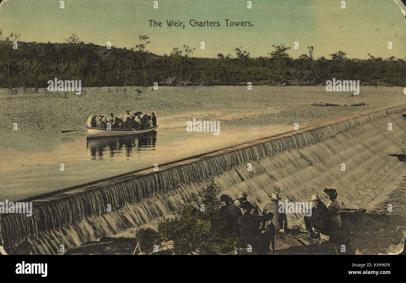 1 66859 Boating on the Weir, Charters Towers, ca. 1905 Stock Photo - Alamy