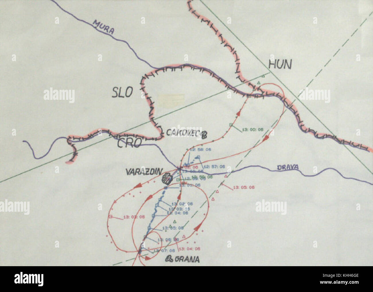 Austria Radar plot 07 Jan. 1992 Stock Photo - Alamy