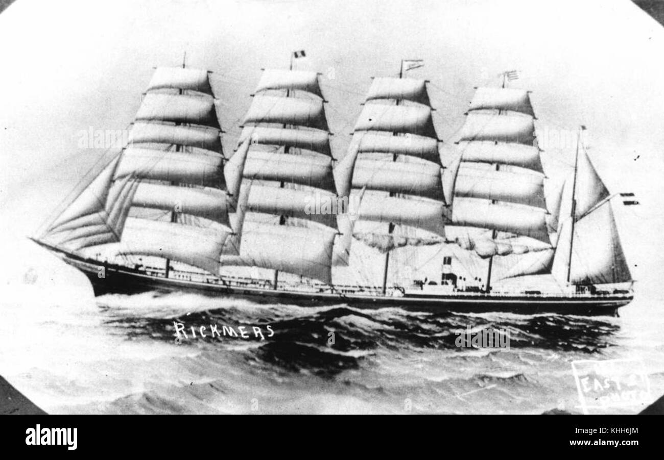 A photograph or document featuring the Rickmers ship, identified by the ...