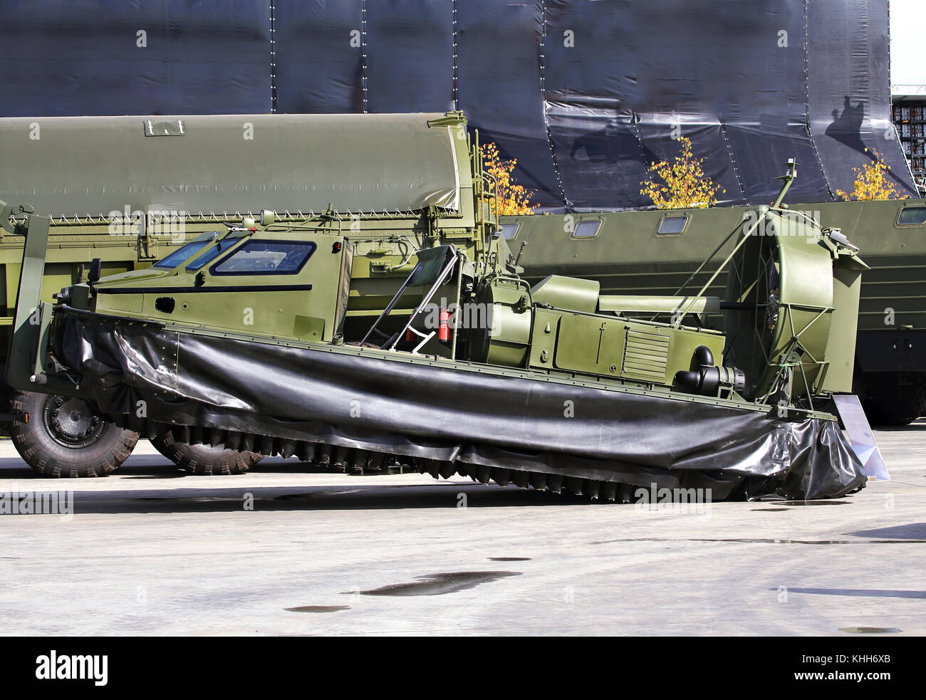 Hovercraft with marching propeller engine. This vehicle is able to move ...