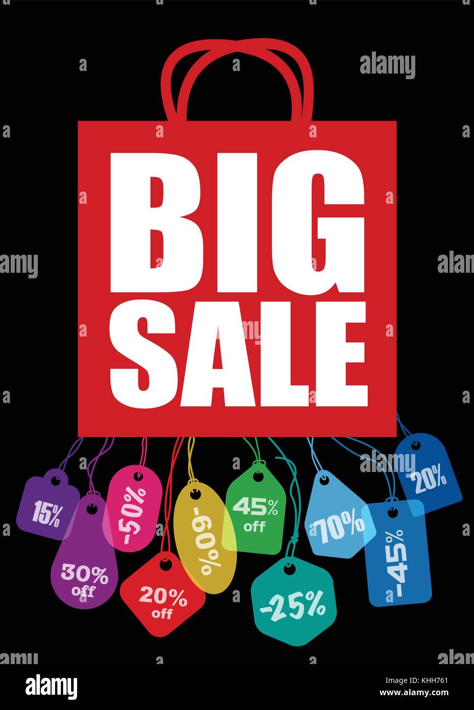 Creative colorful poster for Big Sale. Red shopping bag and colorful ...