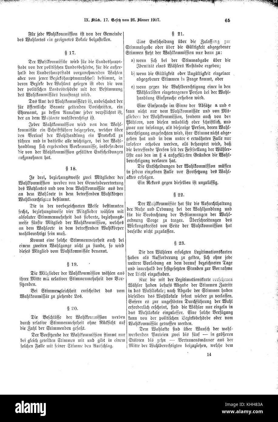 Reichsgesetzblatt (Austria) 1907 0065 Stock Photo - Alamy