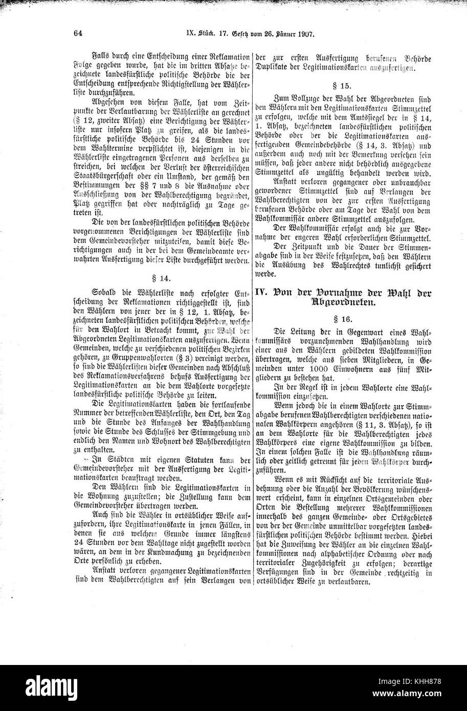 Reichsgesetzblatt (Austria) 1907 0064 Stock Photo - Alamy