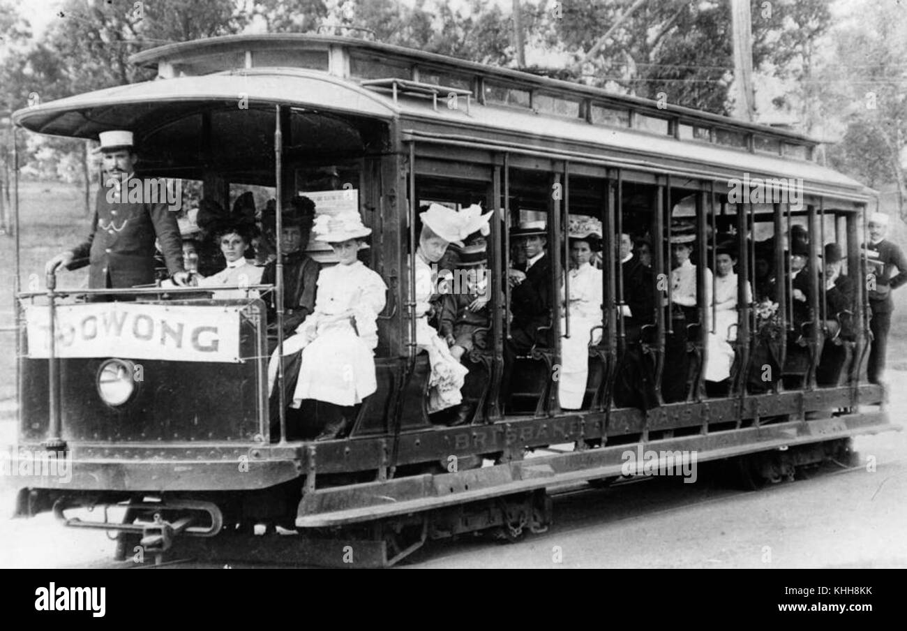 1 78800 Open sided tram loaded with people destined for Toowong area ...