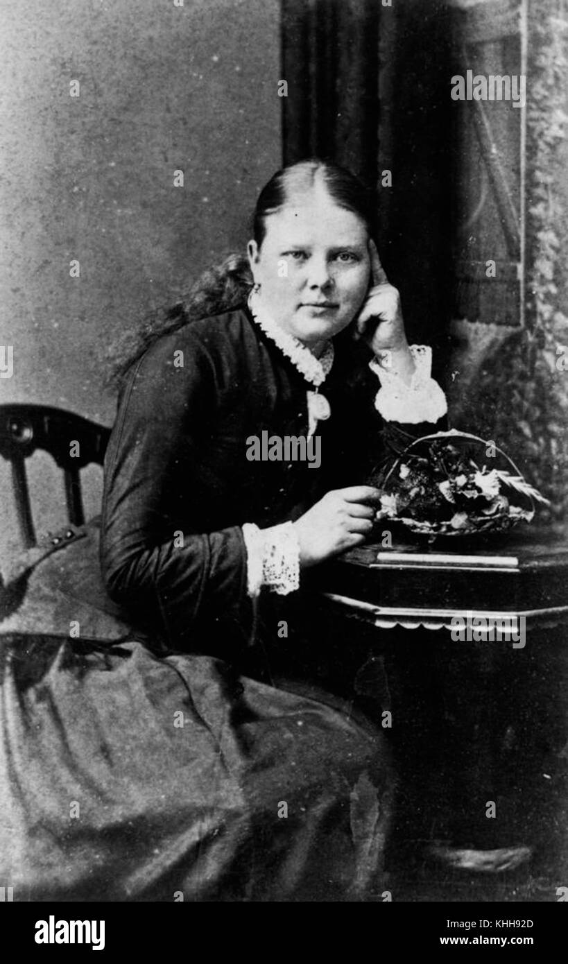 The photograph shows Mathilde Lundager (née Biltoft) as a young woman ...