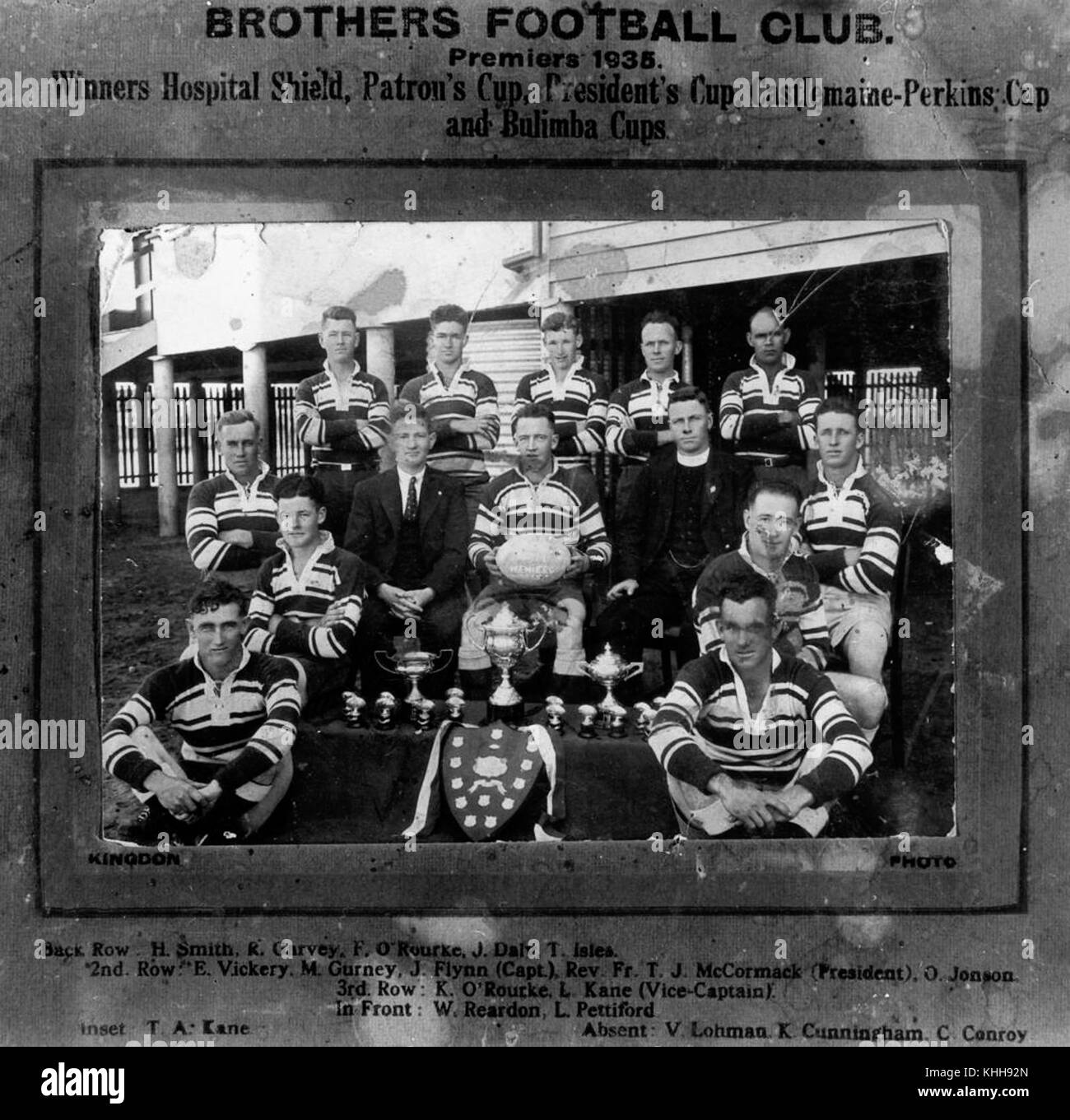 A historical photograph of the Brothers Football Club, victors of the ...