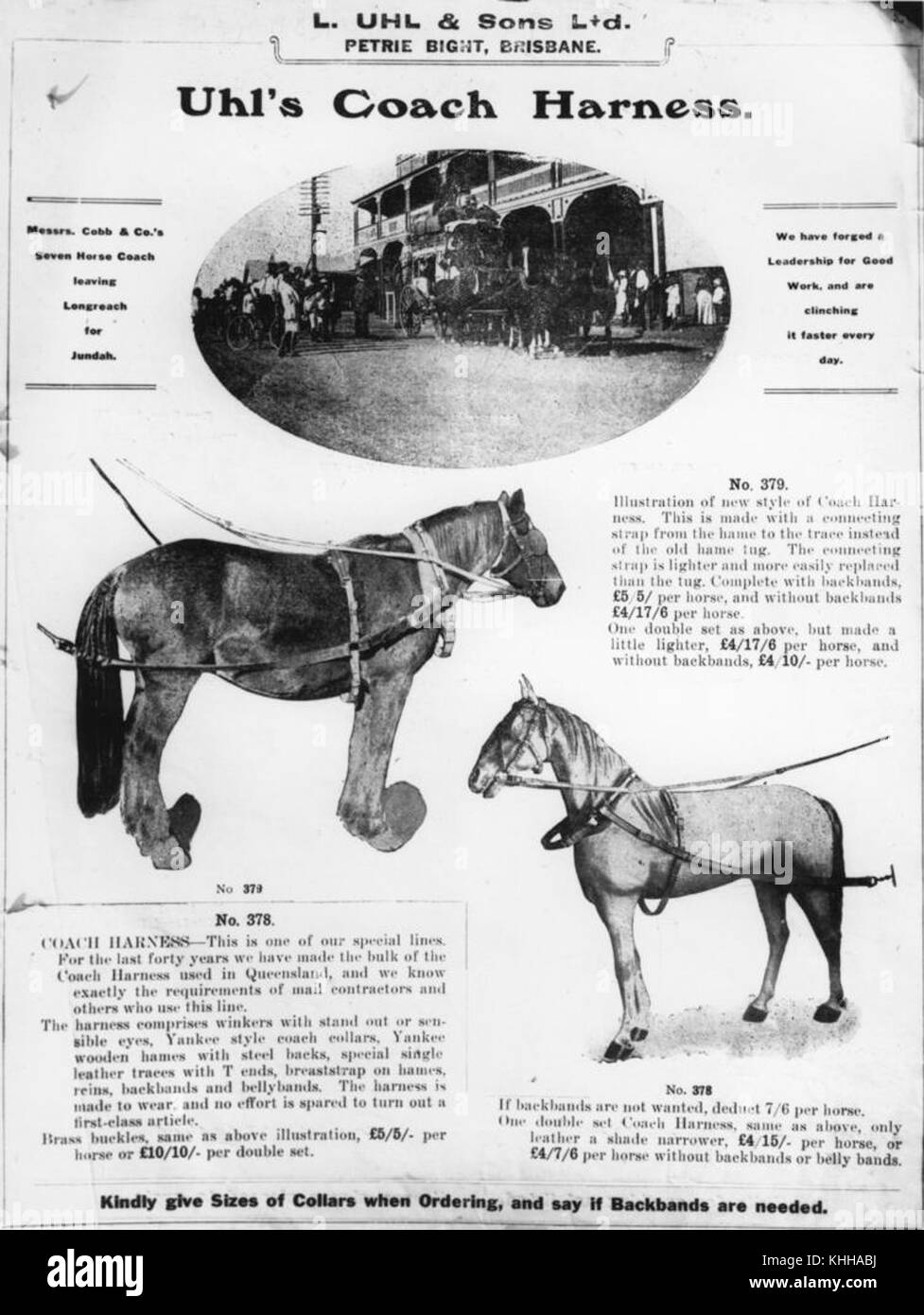 2 167639 Advertisement for Uhl's Coach Harnesses. 1914 Stock Photo - Alamy