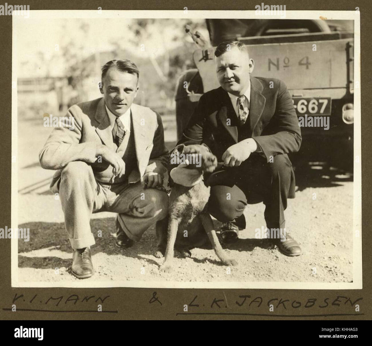 1 257046 Two men and a dog at Mt. Isa, 1932 Stock Photo - Alamy