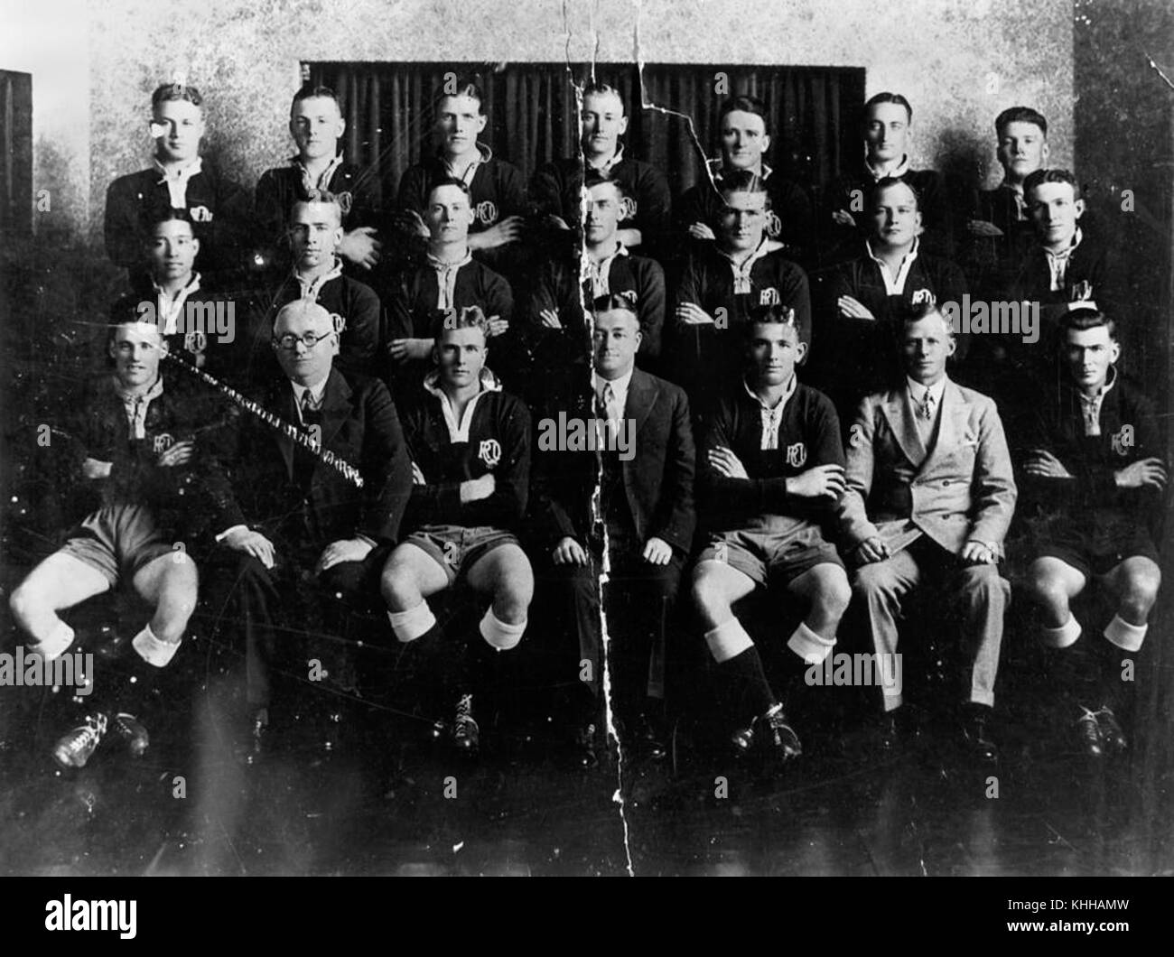 Old rugby team photo Black and White Stock Photos & Images - Alamy