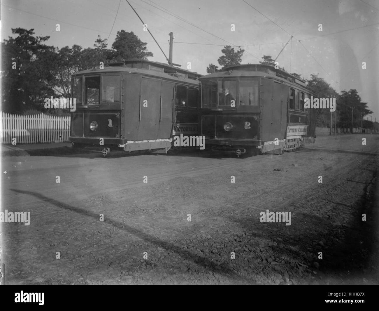 Two Victorian Railway trams Stock Photo - Alamy