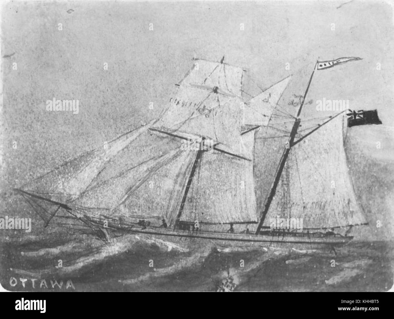 1 44455 Illustration of the sailing ship Ottawa, used as a postcard ...