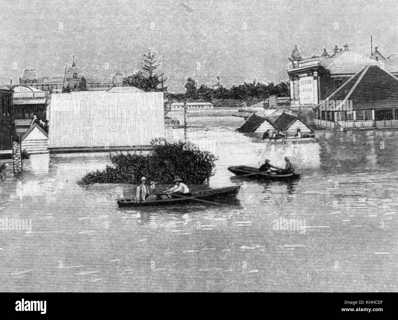 1 43247 Illustrated scene of floodwaters in South Brisbane, 1893 Stock ...