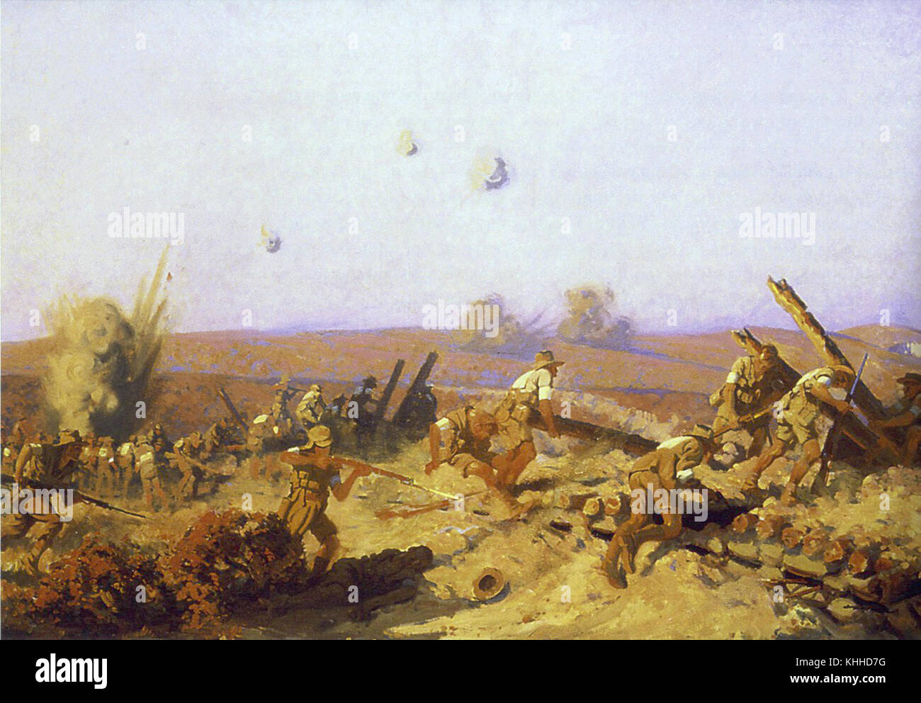 A depiction by Fred Leist of the Battle of Lone Pine, a significant ...