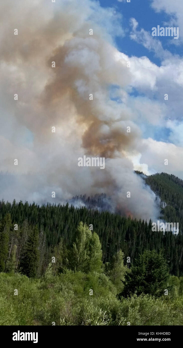 The Cliff Creek Fire located in the Teton National Forest near ...