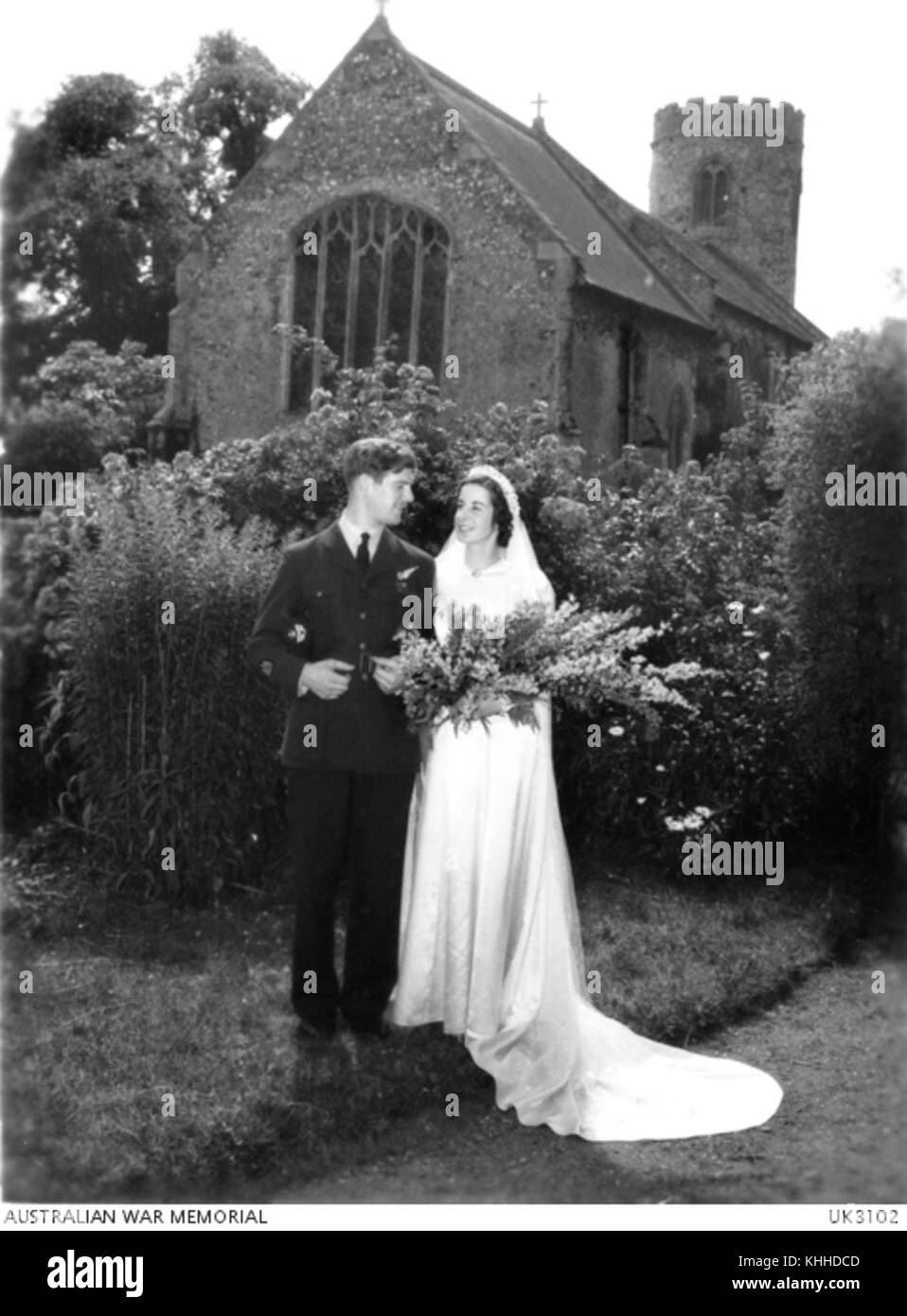 Warrant Officer Younger RAAF marriage Apr 1945 AWM UK3102 Stock Photo ...