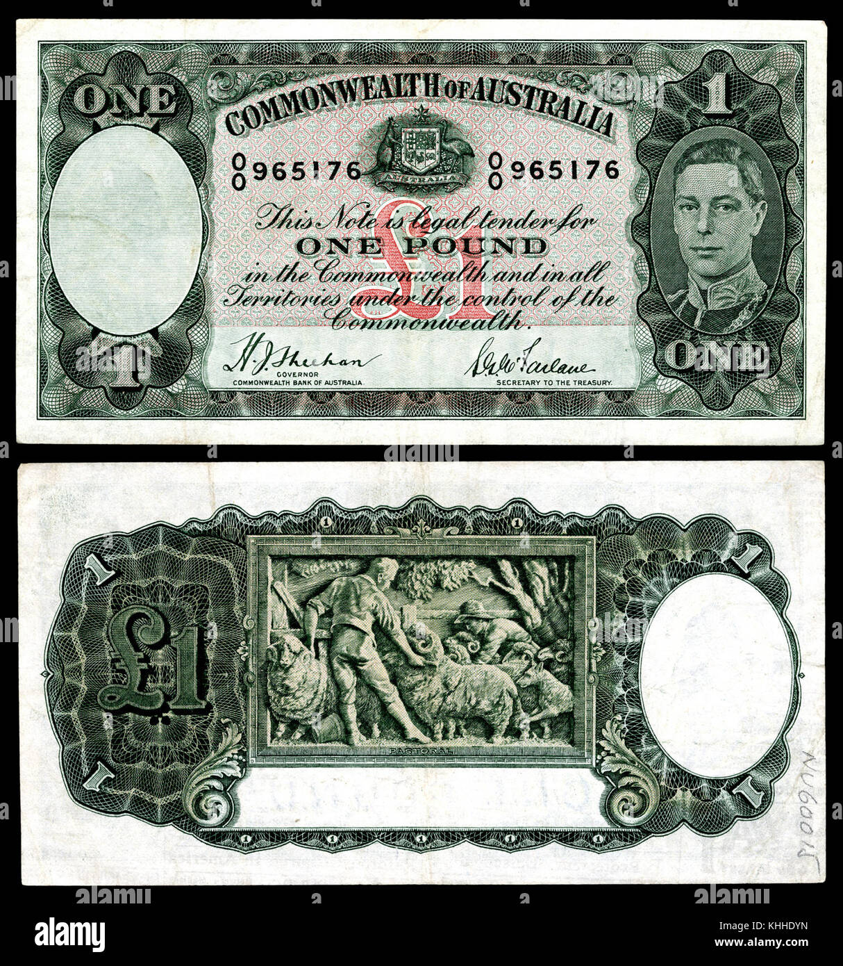 AUS-26a-Commonwealth Bank of Australia-One Pound (1938 Stock Photo - Alamy