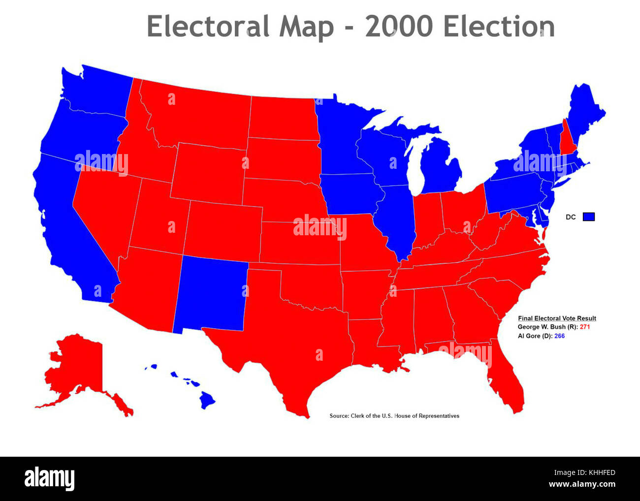Electoral map of the 2000 election Cut Out Stock Images & Pictures - Alamy