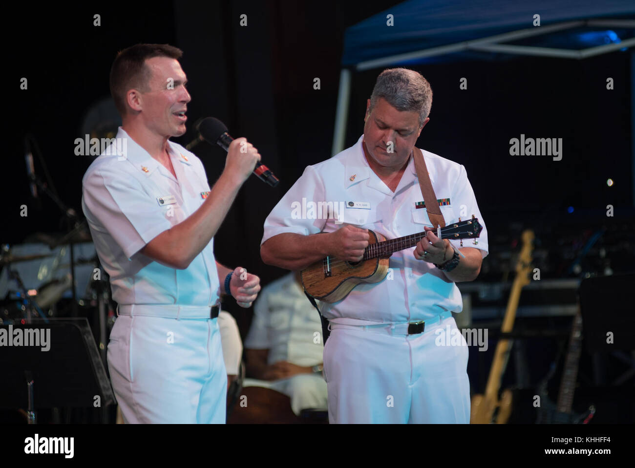 This photograph captures the 2017 U.S. Navy Band performing at the ...