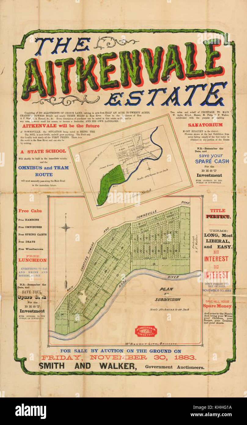 1 262644 Estate Map of Aitkenvale Estate, Townsville, Queensland, 1883 ...