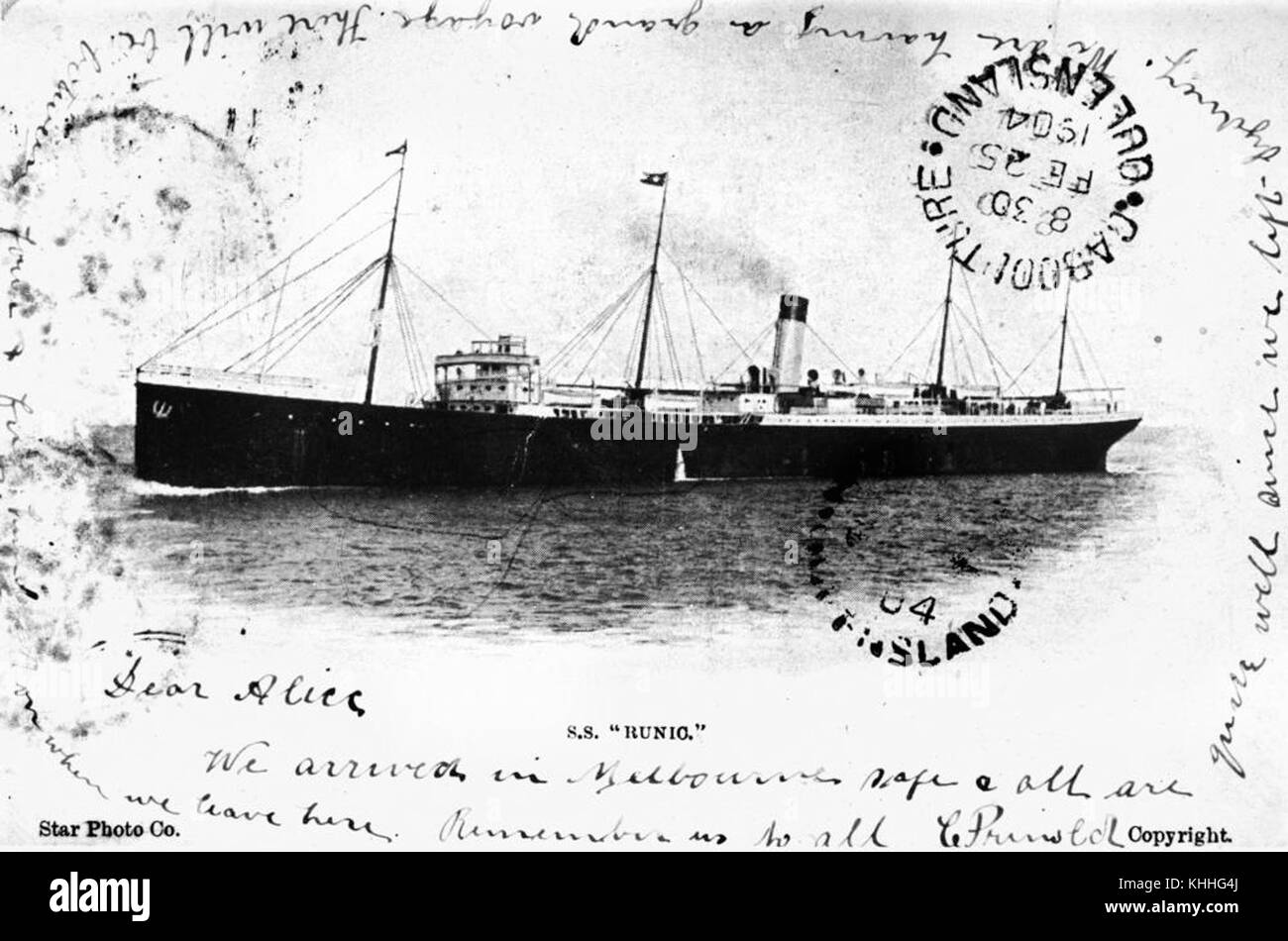The image refers to the ship 'Runic,' which was part of the White Star ...