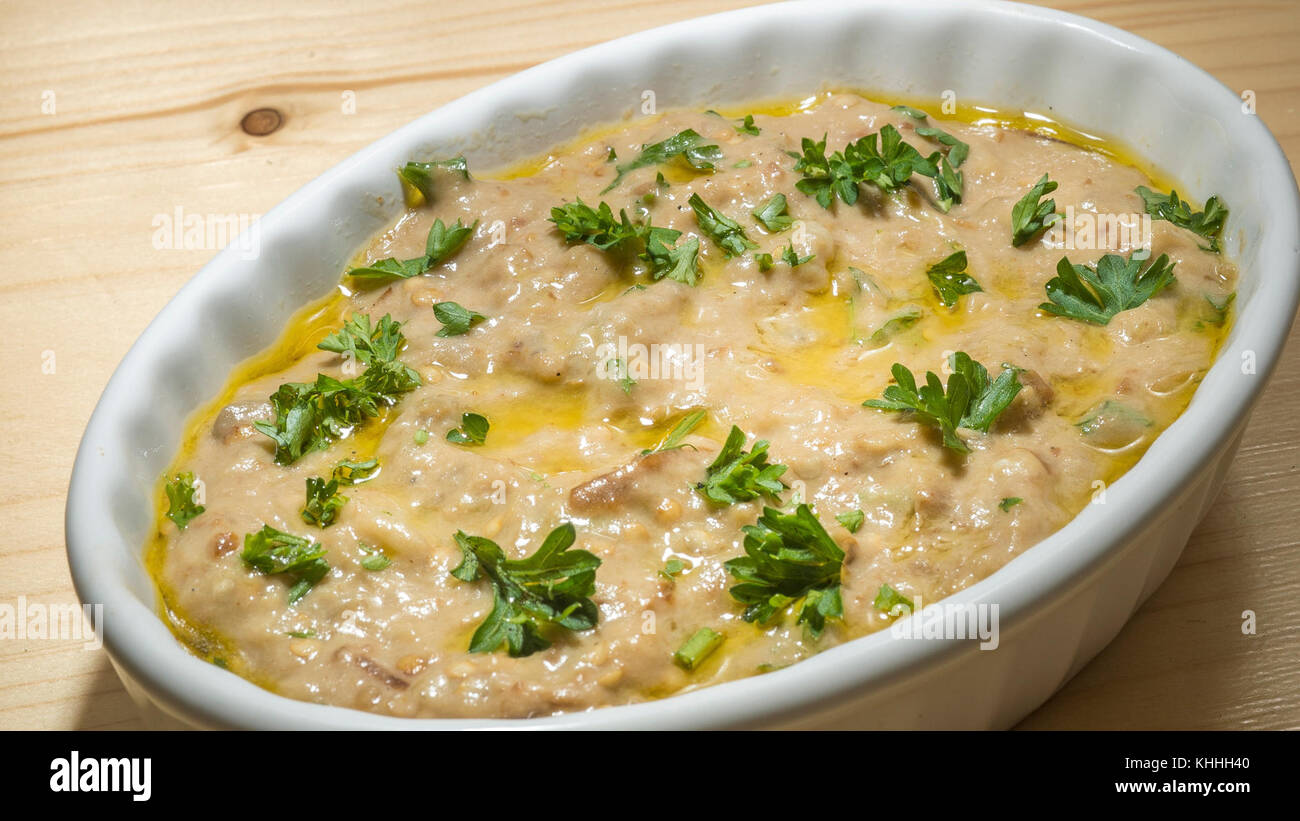 Roasted Eggplant Dip (Baba Ghanoush) with ingredients such as eggplant ...
