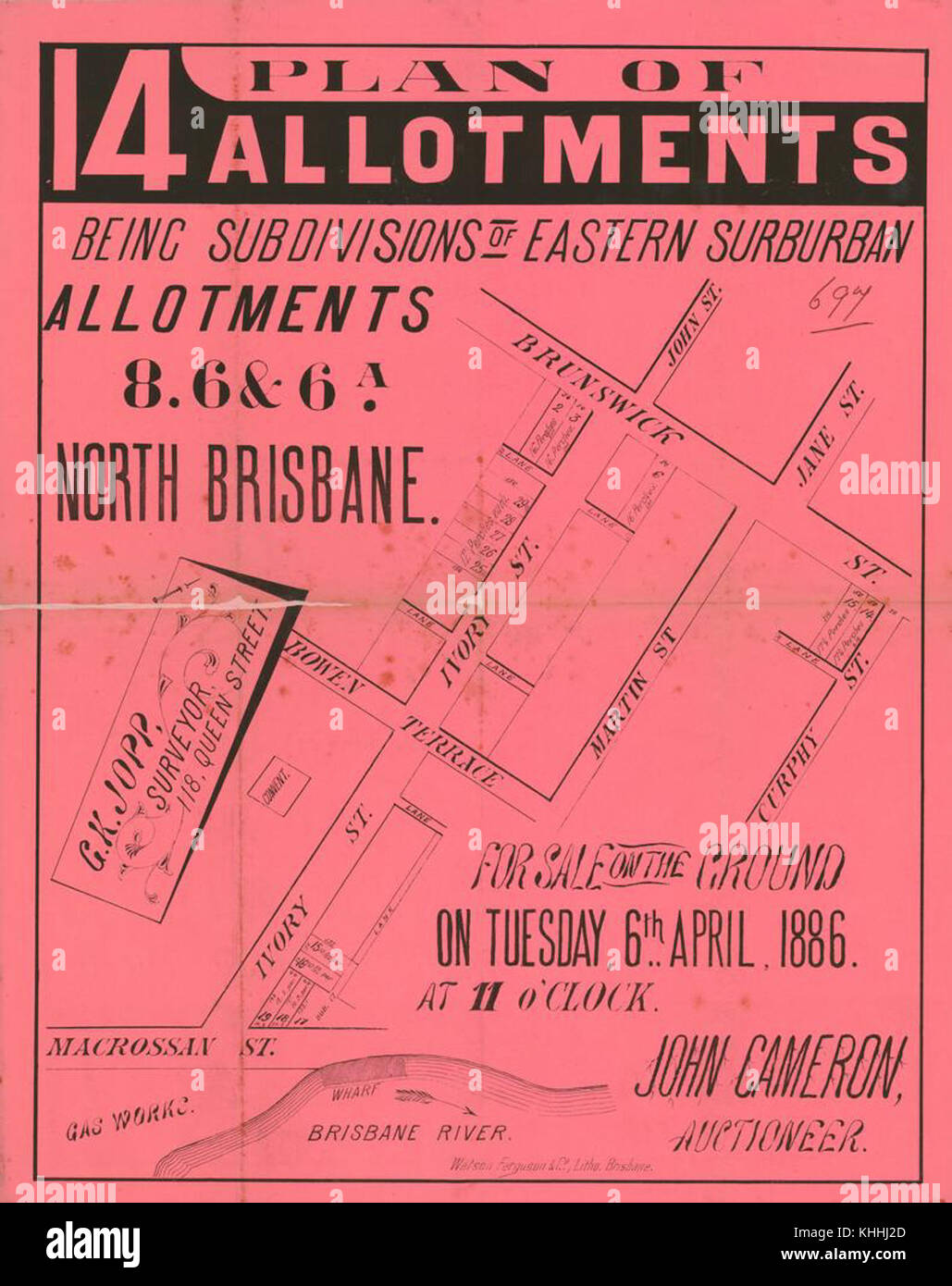 This estate map of Plan 14 in Fortitude Valley, Brisbane, Queensland ...