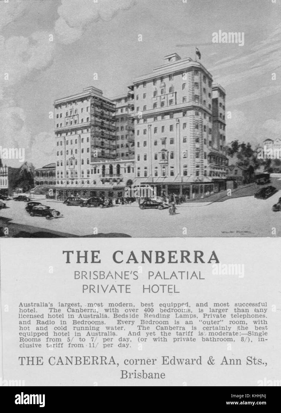 2 194647 Brisbane city hotel, The Canberra, 1935 Stock Photo - Alamy