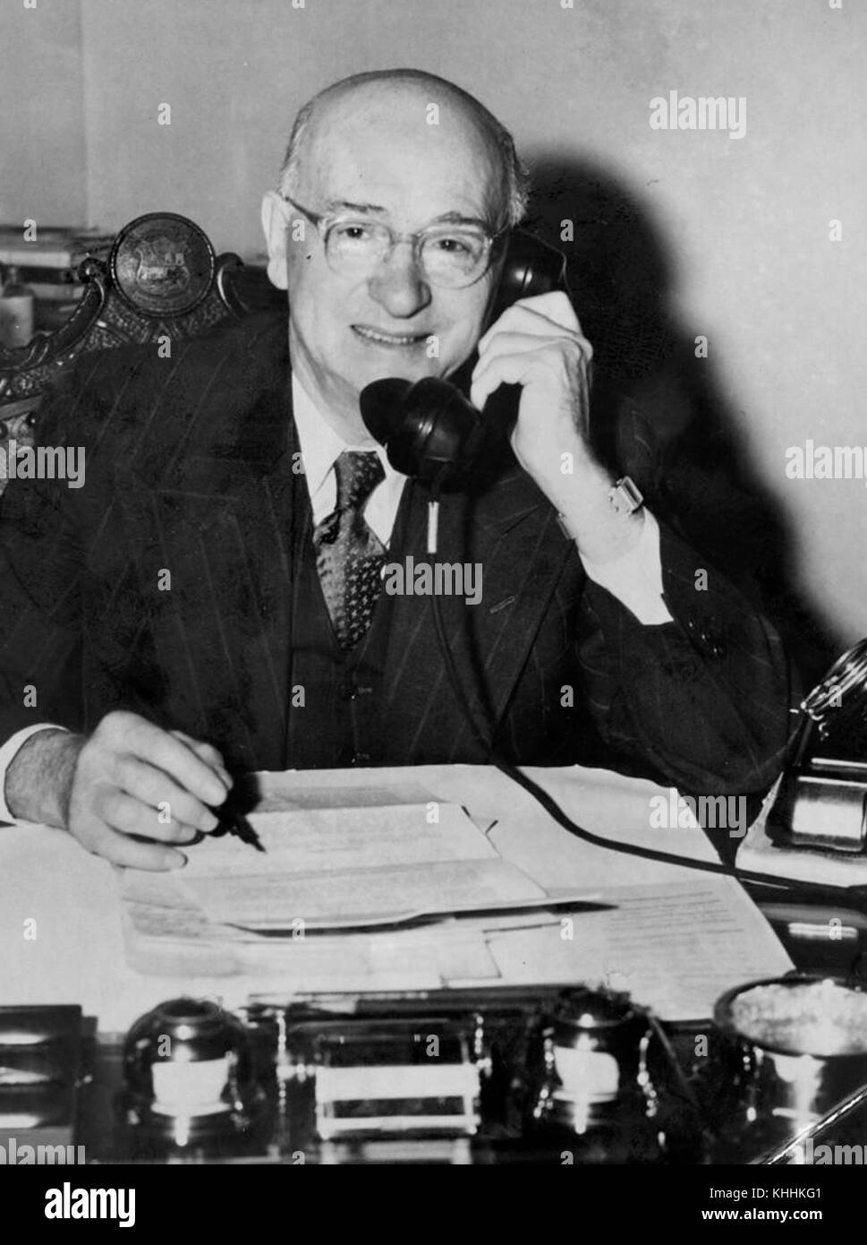 1 214652 Lord Mayor John Beals Chandler at his desk in September 1951 ...