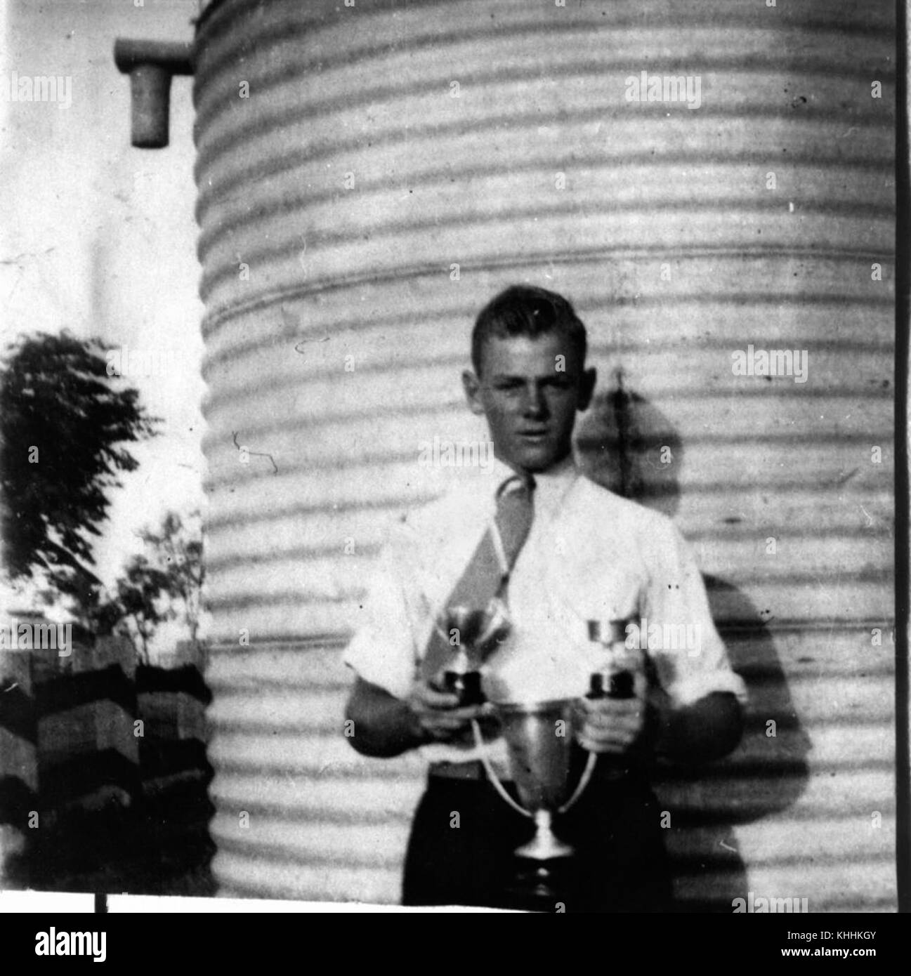 2 116376 George Jenkin pictured with his trophies, Charleville, 1935 ...