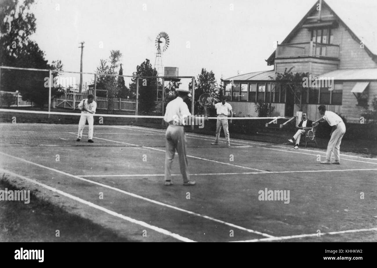 This photograph depicts a tennis match being played in Toowoomba ...